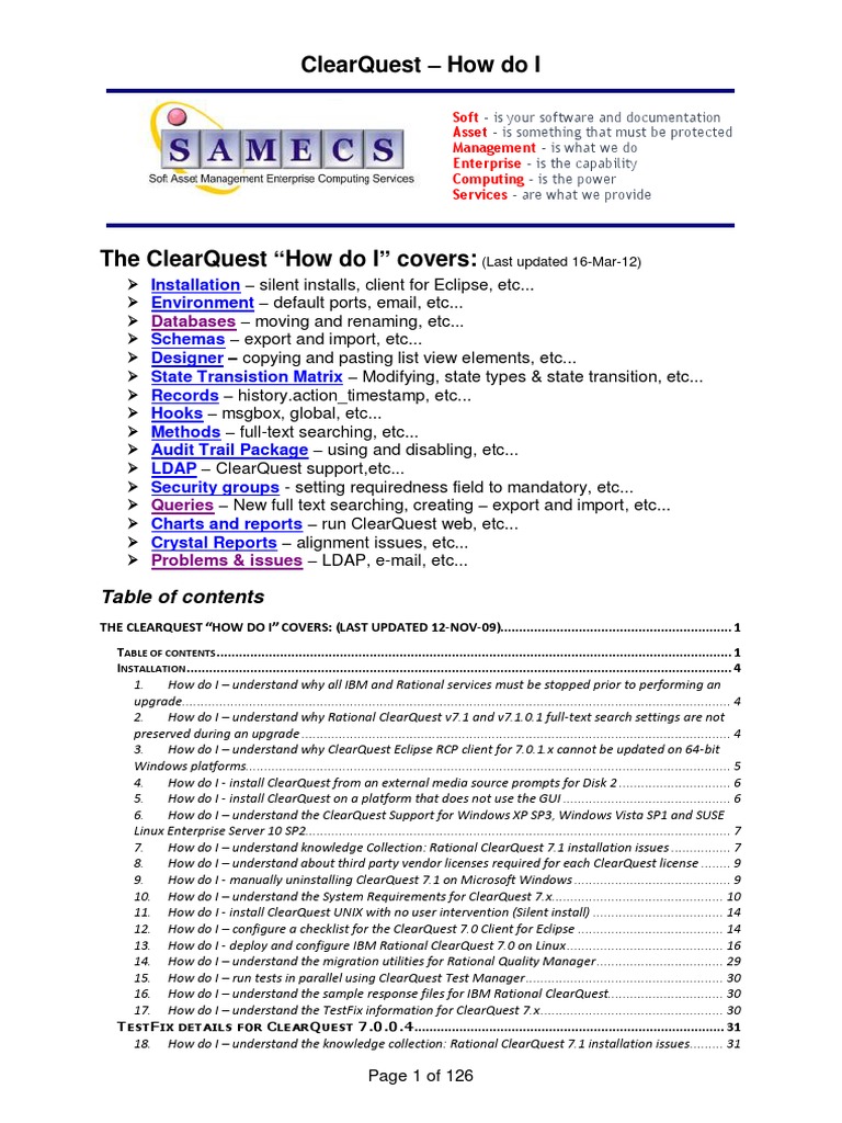 ClearQuest How Do I | PDF | Installation (Computer Programs ...