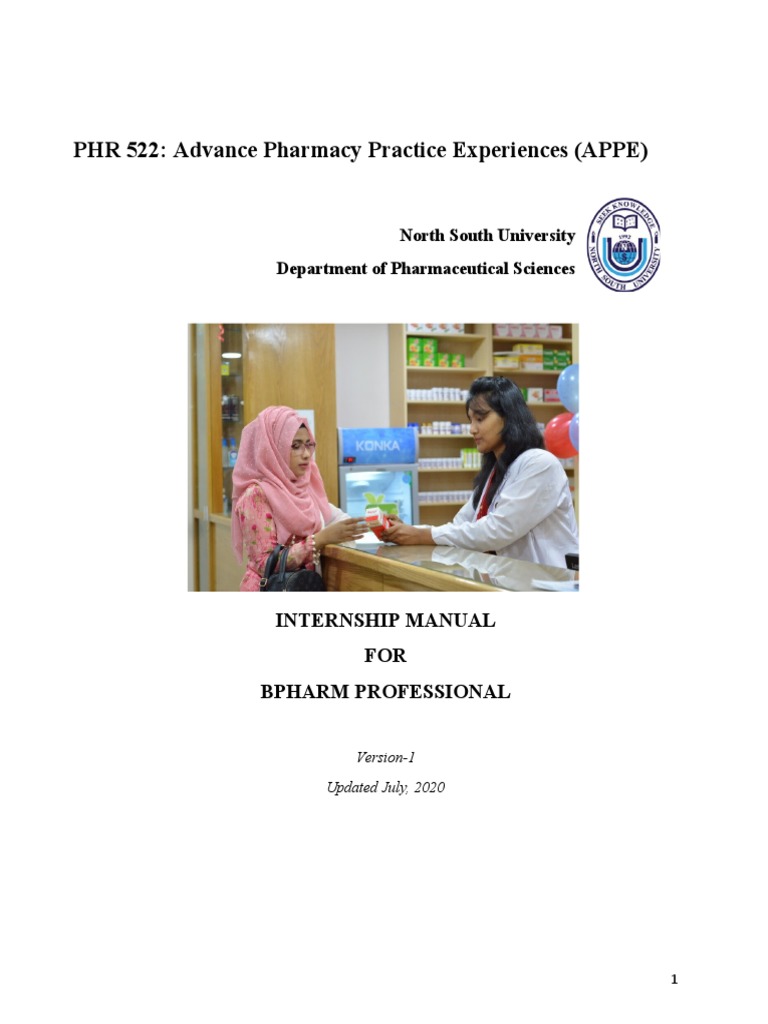 Pharmacy Internship Manual - New-1 | PDF | Pharmacy | Prescription Drugs