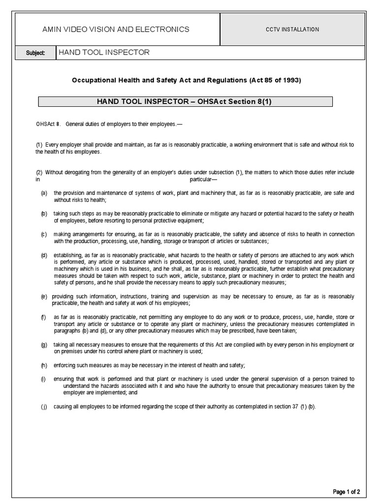D.2 HS020 - Hand Tool Inspector | PDF | Occupational Safety And Health ...