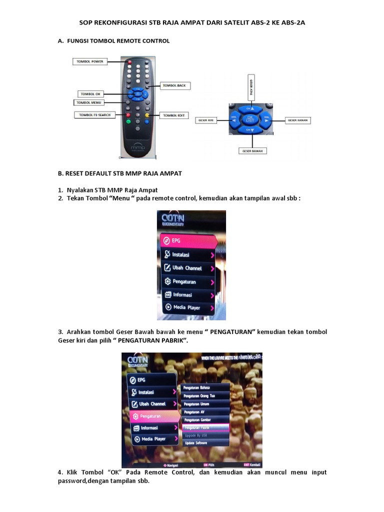 Sop Rekonfigurasi STB MMP Raja Ampat | PDF