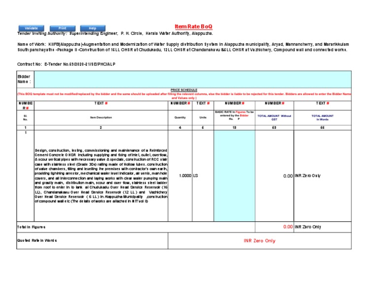 Item Rate Boq: Validate Print Help | PDF | Valve | Mechanical Engineering