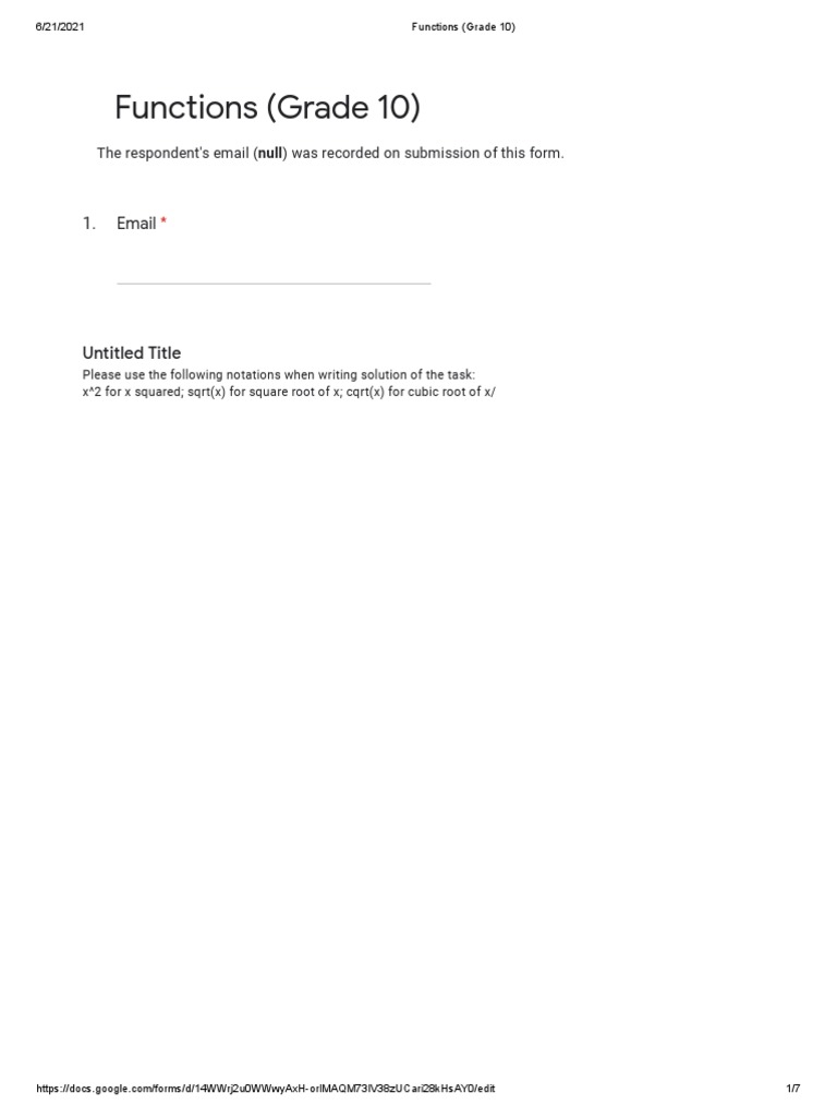 Functions (Grade 10) - Google Forms | PDF | Teaching Mathematics