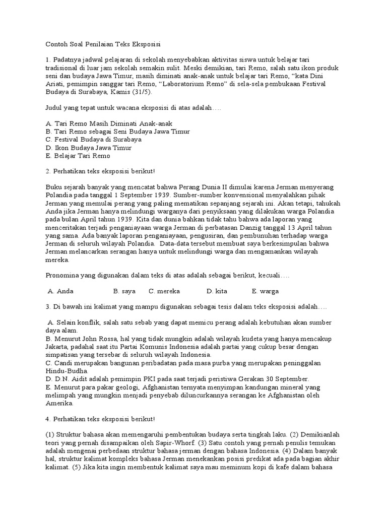 Soal Teks Eksposisi | PDF