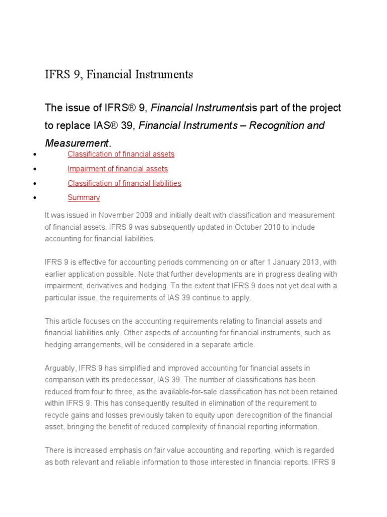 Ifrs 9 | PDF | Fair Value | International Financial Reporting Standards