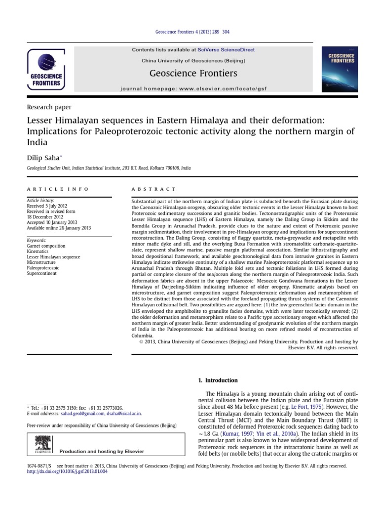 Geoscience Frontiers: Research Paper | PDF | Himalayas | Rocks