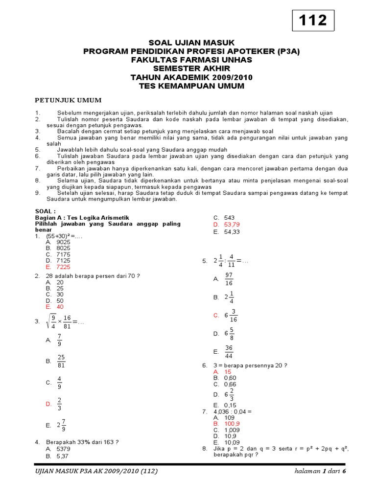 Kemampuan Umum 112 | PDF