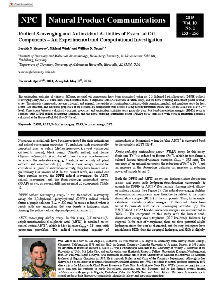 NPC Natural Product Communications | PDF | Polyphenol | Computational ...