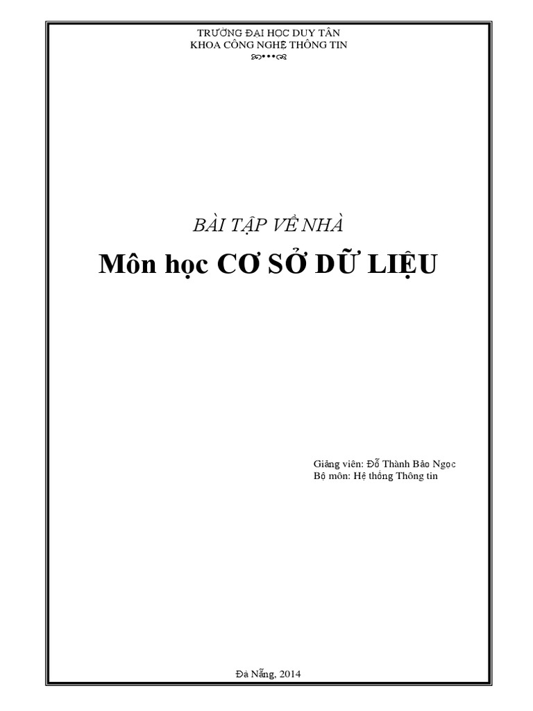 BT Ve Nha CSDL | PDF