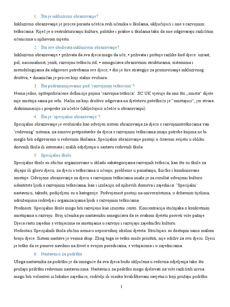 Inkluzivno Obrazovanje | PDF