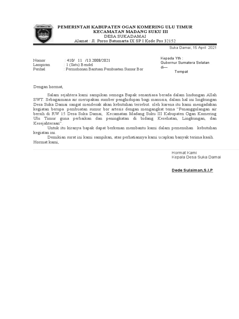 Proposal Pembuatan Sumur Bor | PDF