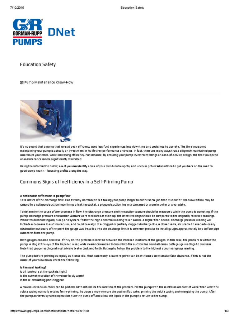 Education Safety: Pump Maintenance Know-How | PDF | Pump | Vacuum