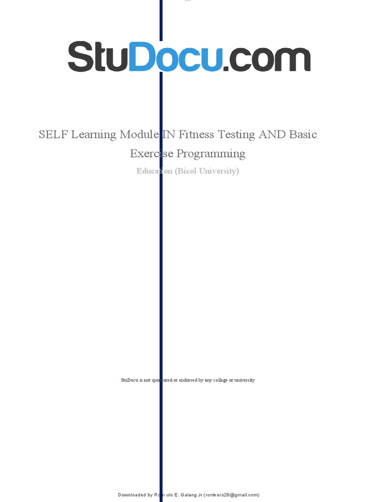 SELF Learning Module IN Fitness Testing AND Basic Exercise Programming ...