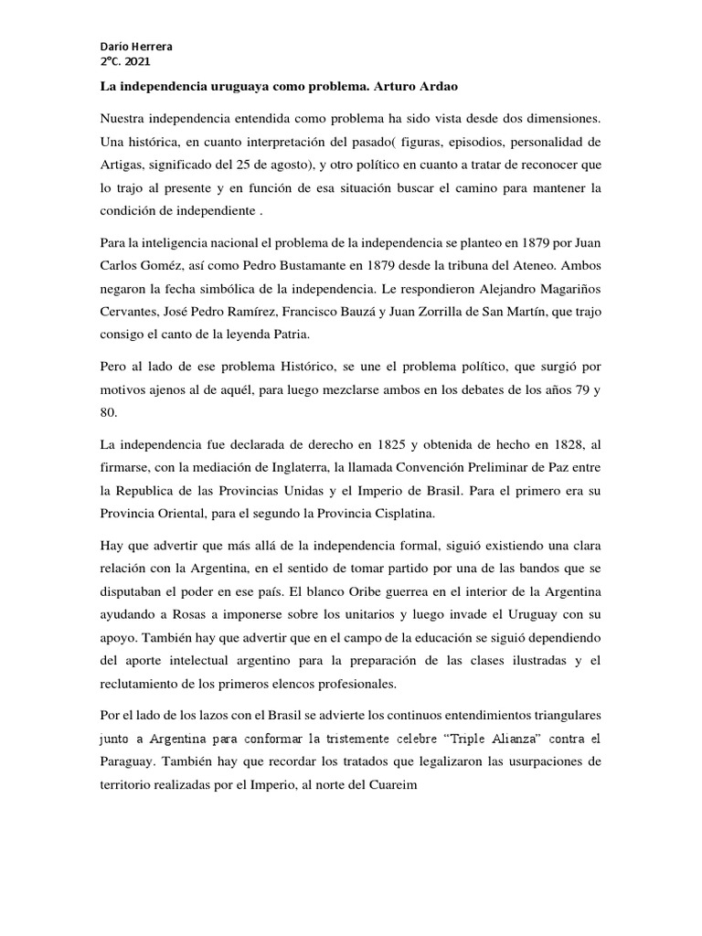 Resumen de la Independencia de Uruguay | PDF | Uruguay | Argentina