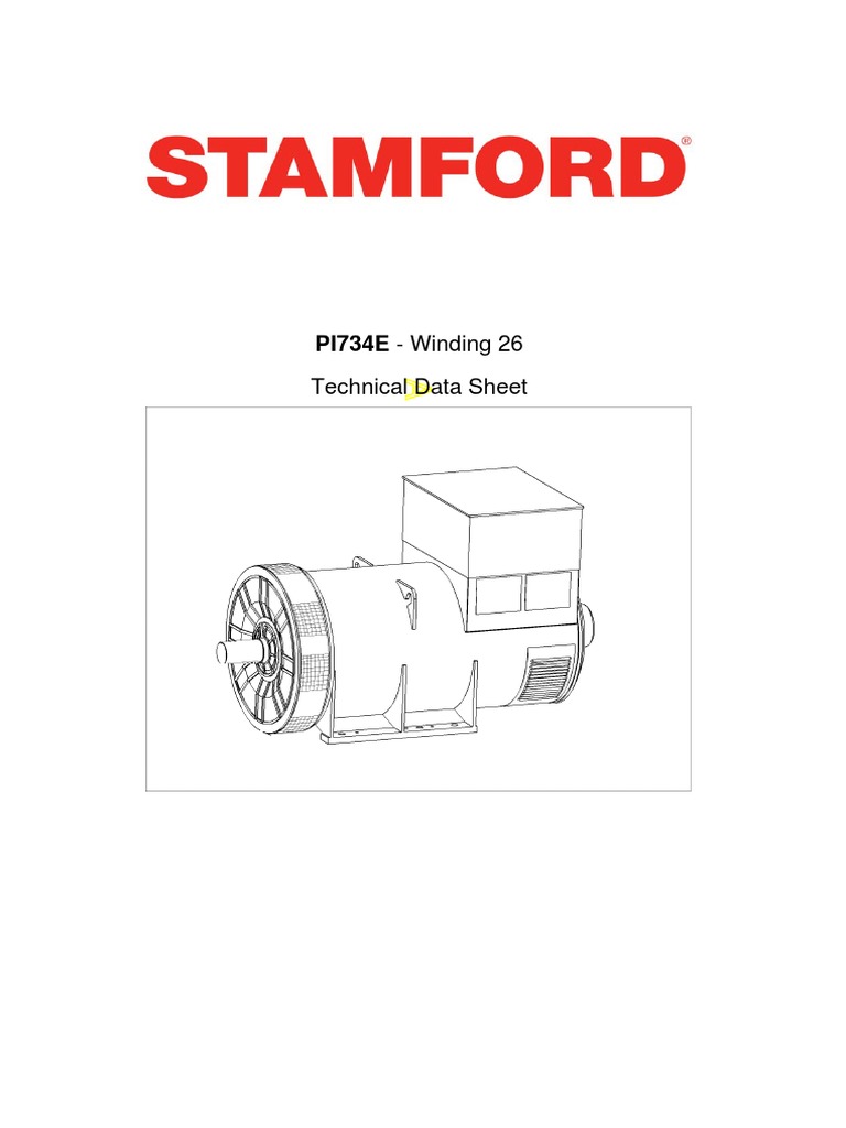 PI734E - Winding 26: Technical Data Sheet | PDF | Electric Generator ...