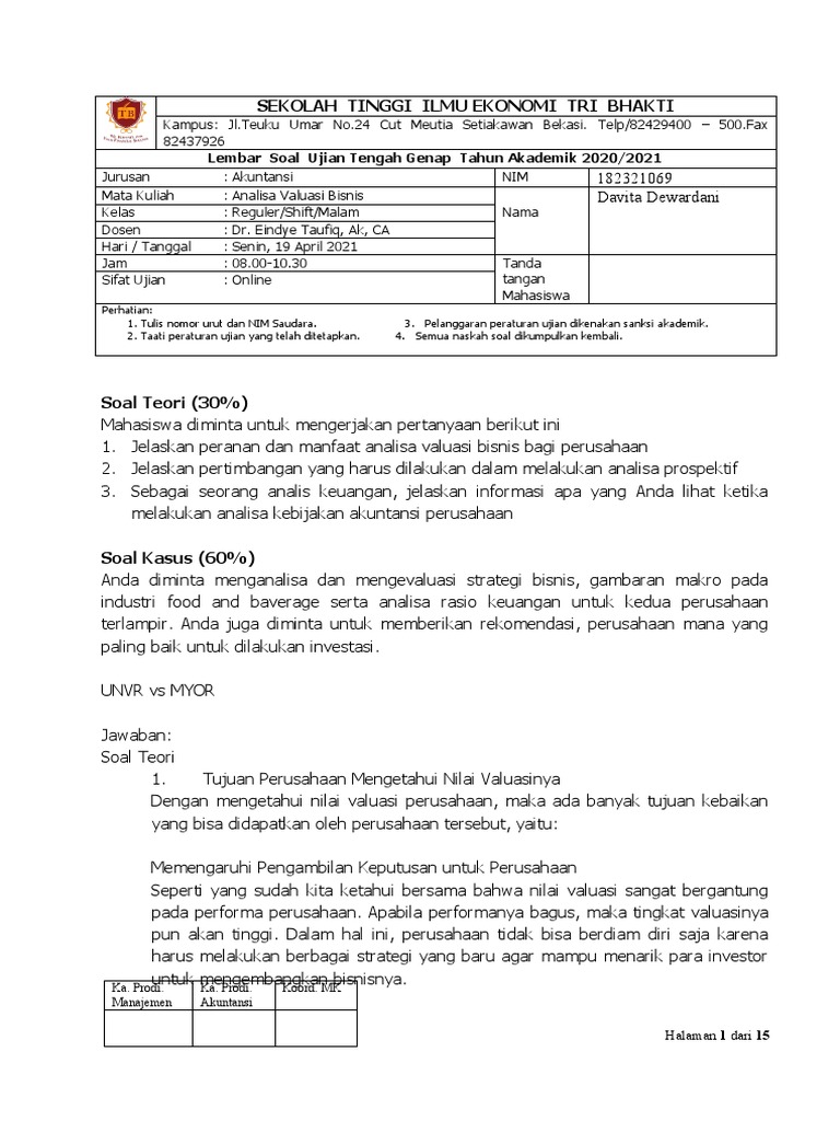 Davita - Dewardani - UAS AVB | PDF