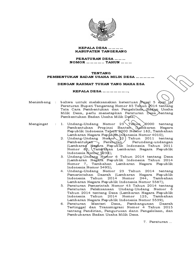 Contoh Perdes Bumdes | PDF