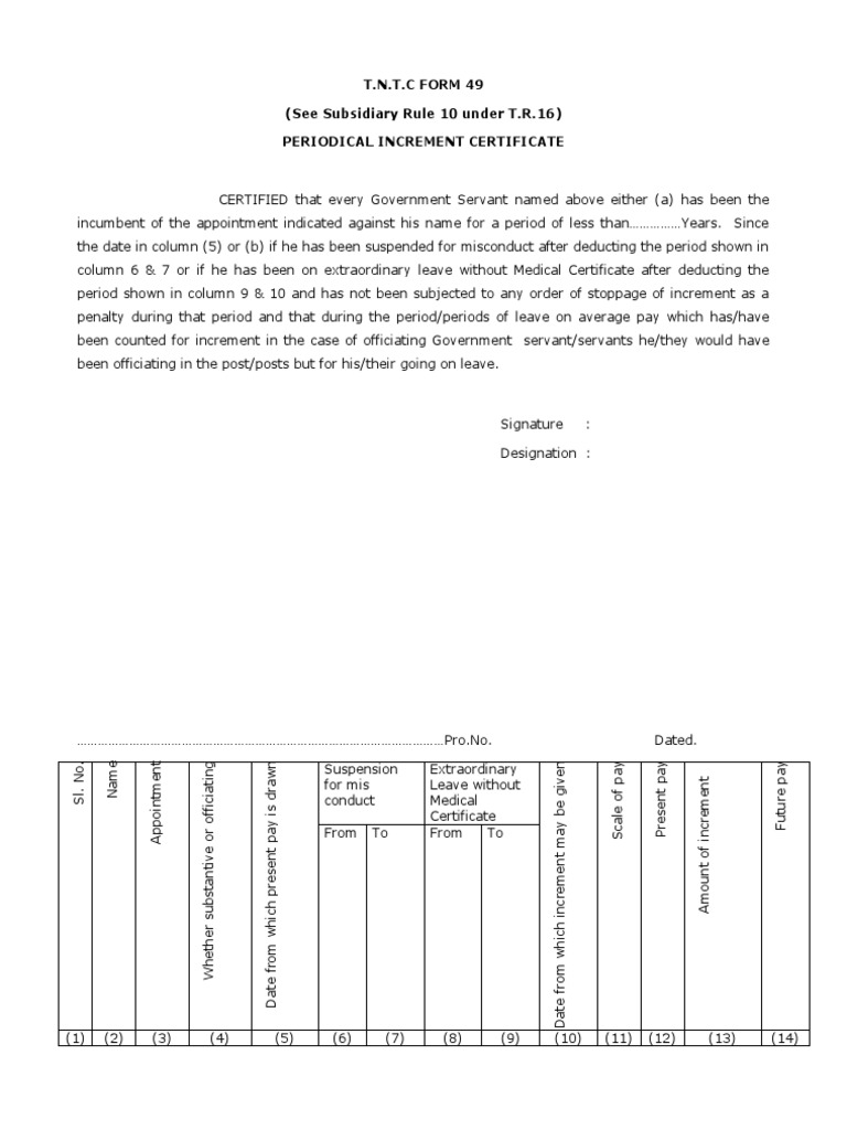 T.N.T.C FORM 49 (See Subsidiary Rule 10 Under T.R.16) Periodical ...