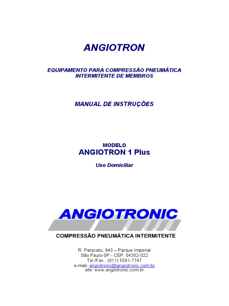 Manual Angiotron 1 Plus | PDF | Edema | Pressão