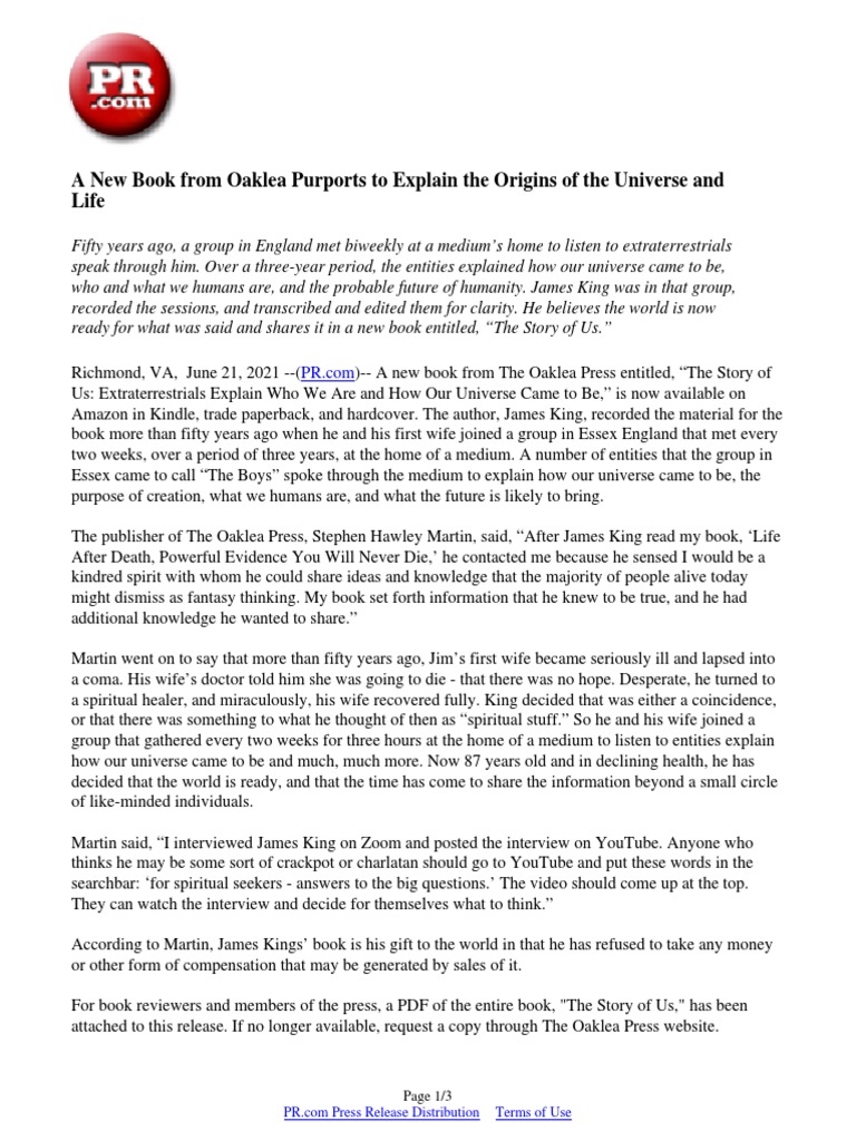 A New Book From Oaklea Purports To Explain The Origins of The Universe ...