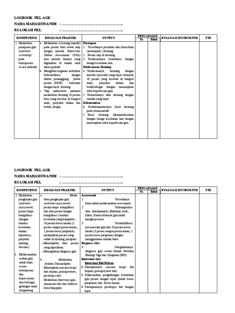 Logbook PKL Agk New | PDF