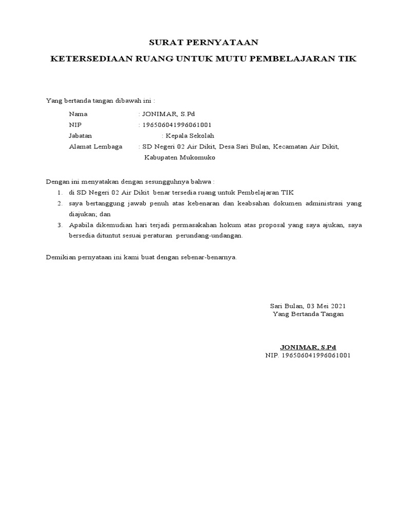 Surat Pernyataan Tik | PDF | Politik | Ilmu Sosial