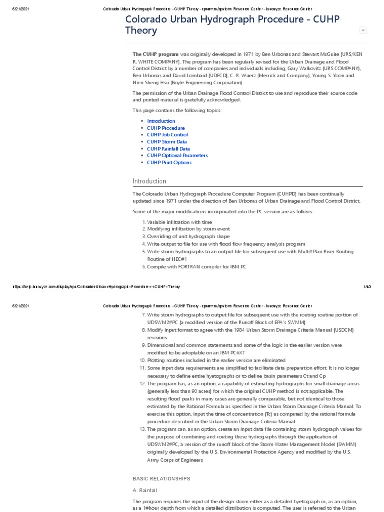 Colorado Urban Hydrograph Procedure - CUHP Theory - XPSWMM - Xpstorm ...