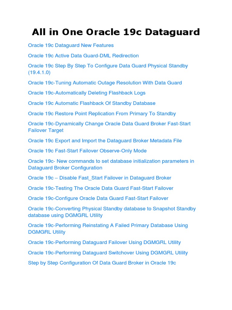 All In One Oracle 19c Dataguard Pdf