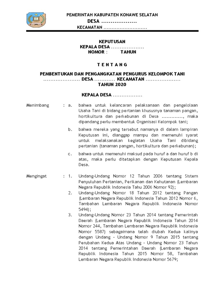 Format SK KLP Tani | PDF