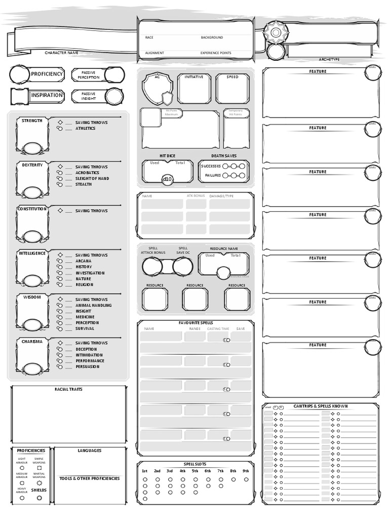 Proficiency: Character Name Archetype Passive Perception AC Initiative ...