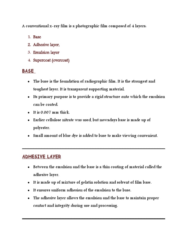 Layers of a Conventional X-Ray Film | PDF | Radiography | Optics