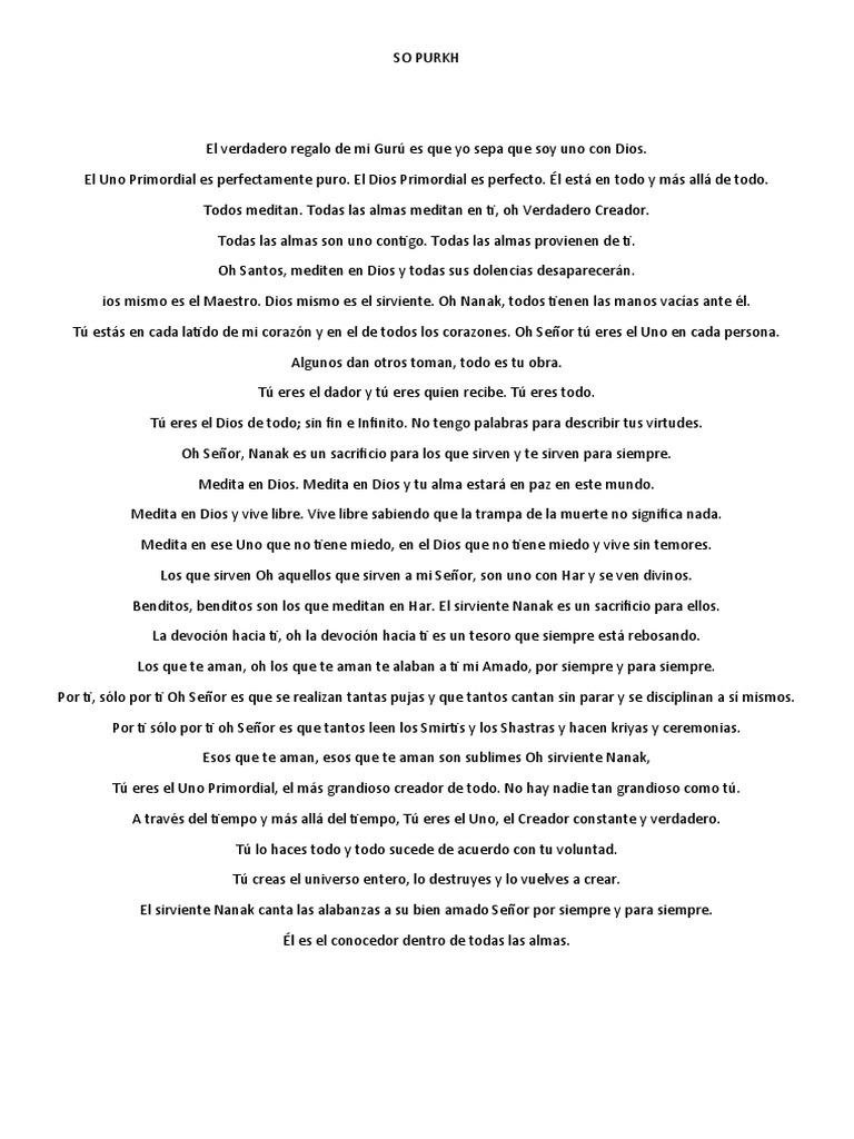 So Purkh | PDF | Guru Nanak | Dios