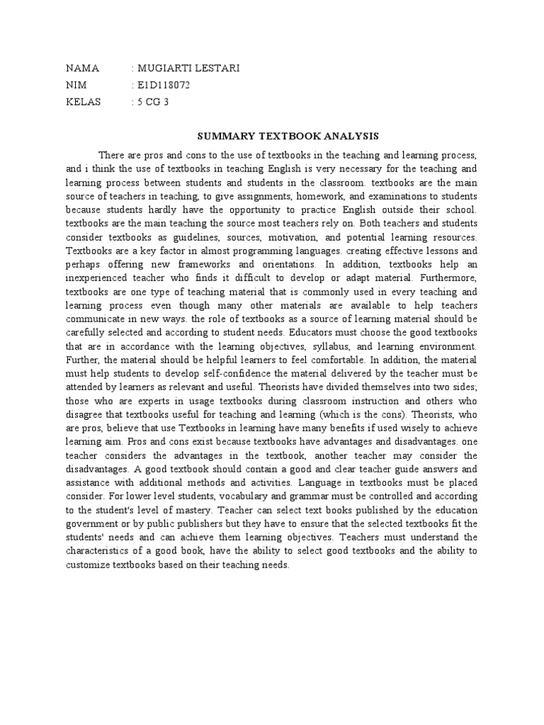 Tugas Textbook Analysis Download Free Pdf Teachers Textbook