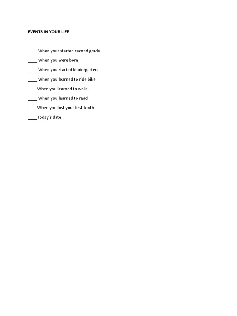 English - Events in Your Life | PDF