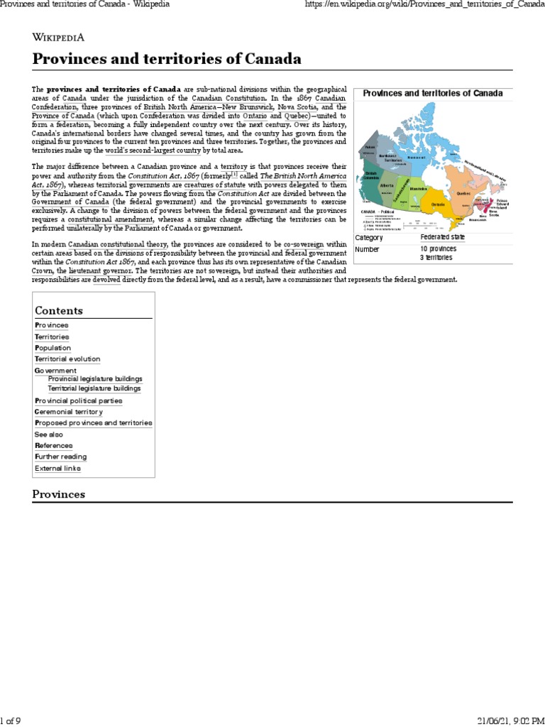 Provinces and Territories of Canada | Download Free PDF | Provinces And ...