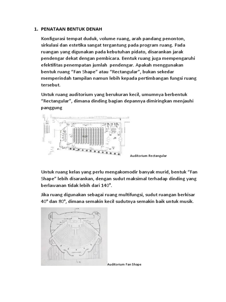 Penataan Bentuk Denah Auditorium | PDF