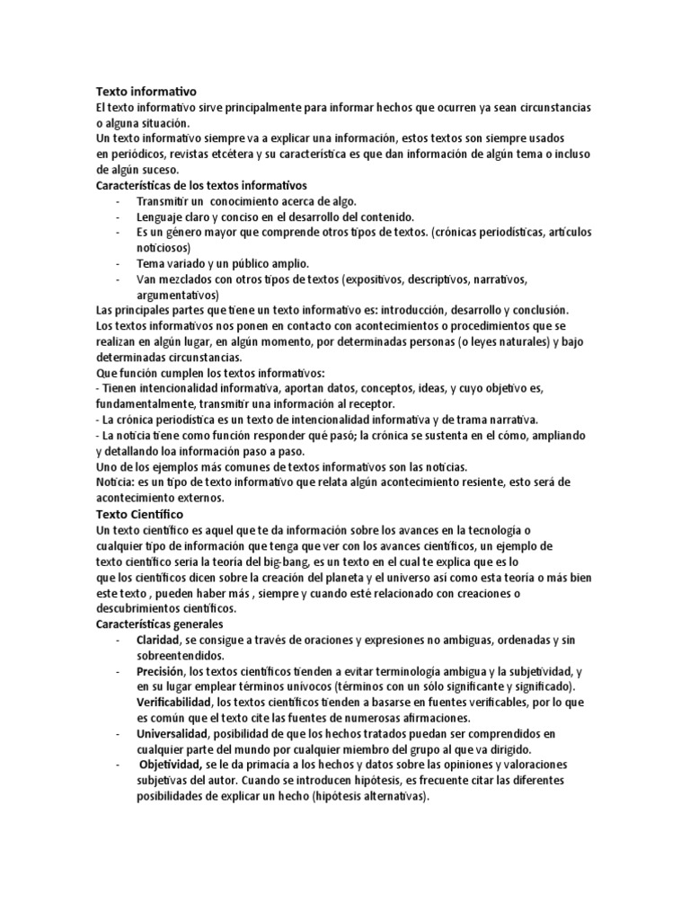 Estructura y características del texto informativo | PDF | Información ...