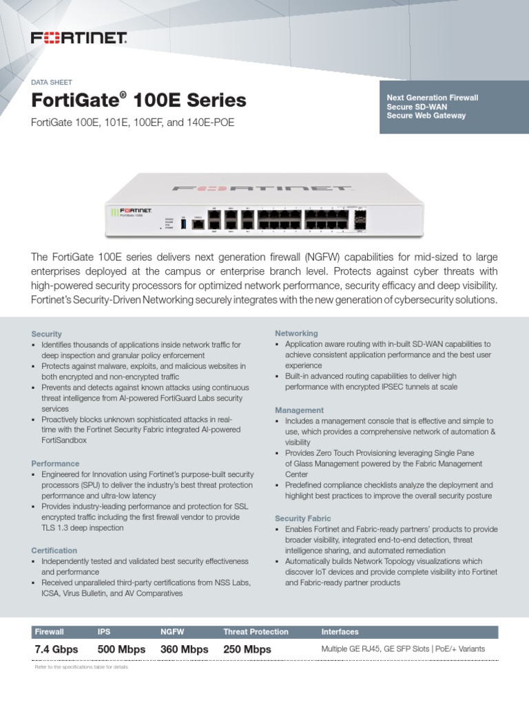 FortiGate - 100E - Series DS | PDF | Transport Layer Security ...