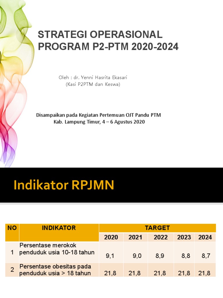 Strategi Op. Program P2PTM Tahun 2020 - 2024 Dr. YENI | PDF