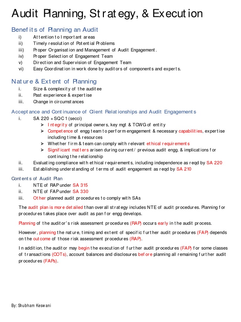 Ch-2 Audit Planning | PDF | Risk Assessment | Audit