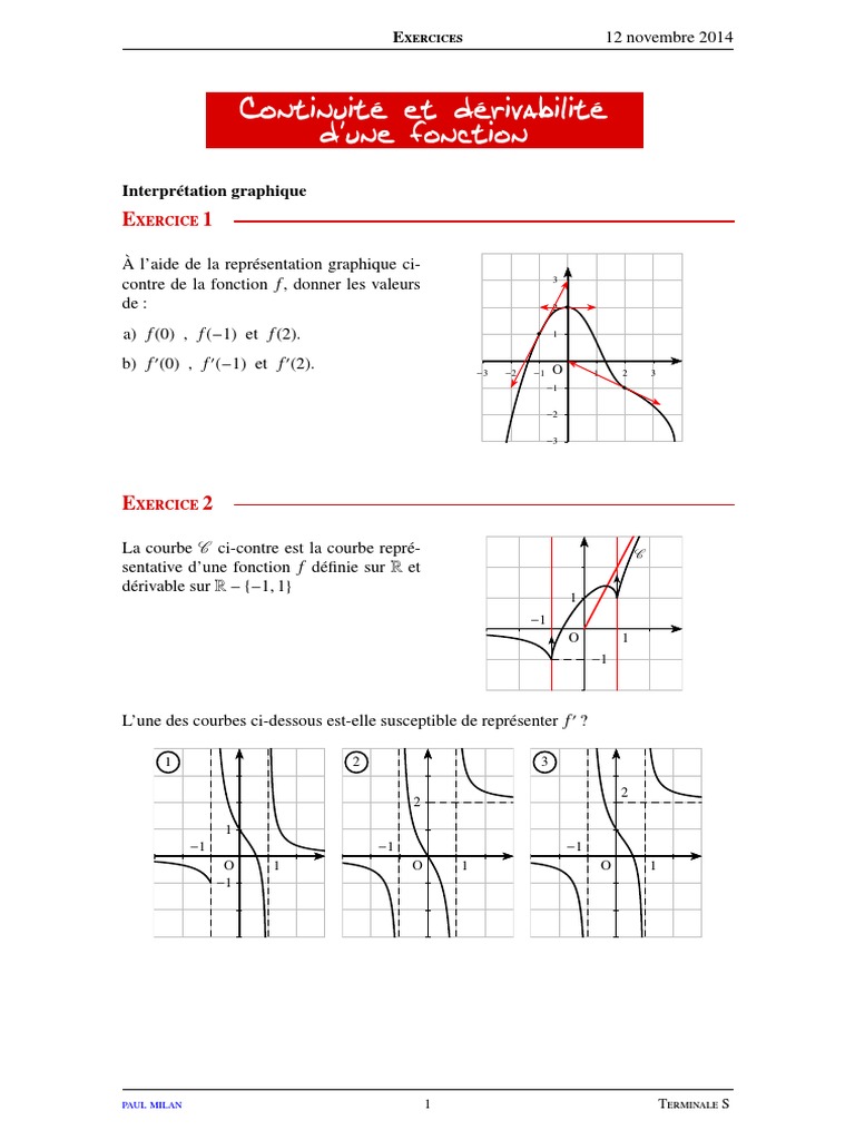 04 Exos Continuite Derivabilite Fonction | PDF | Fonction (Mathématiques) | Mathématiques ...