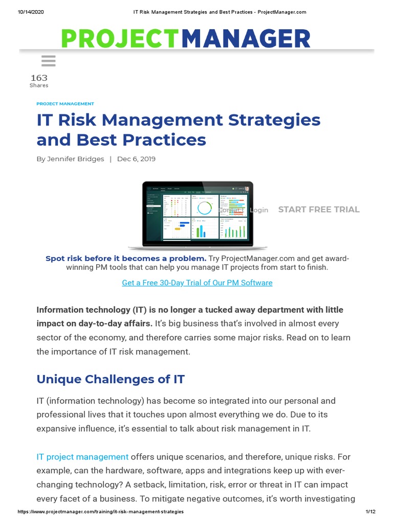 IT Risk Management Strategies and Best Practices | PDF | Risk ...