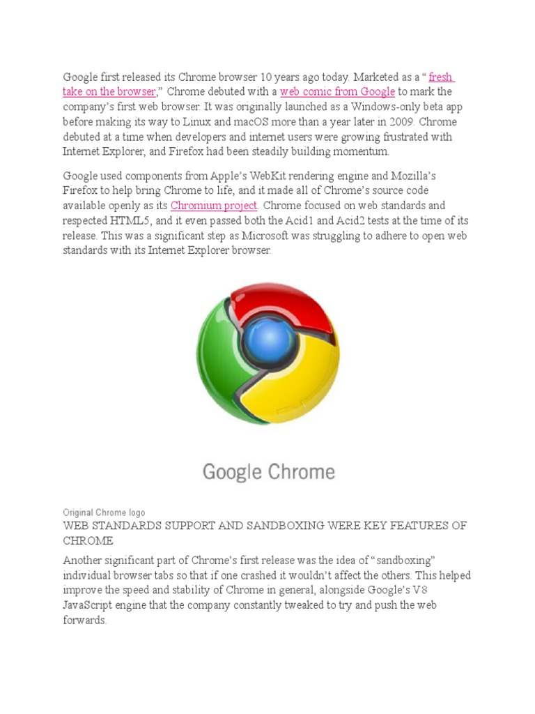 A Decade of Google Chrome: Evolution & Impact | PDF | Web Software ...