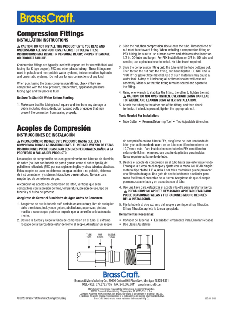 Compression Fittings: Installation Instructions | Download Free PDF ...