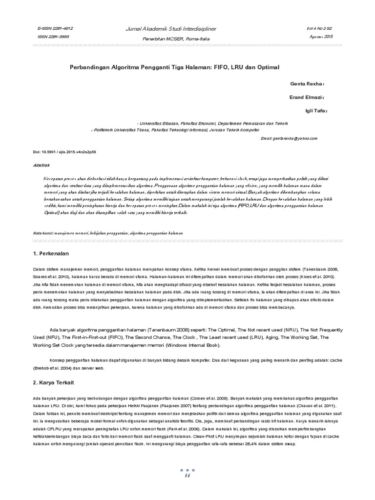 A Comparison Of Three Page Replacement Algorithms Fifo Lru And Optimal Enid Pdf 