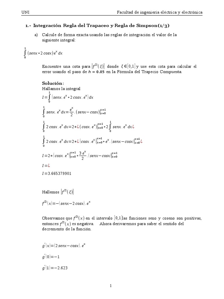 Integracion Regla Trapecioy Regla Simpson | PDF | Integral | Algoritmos