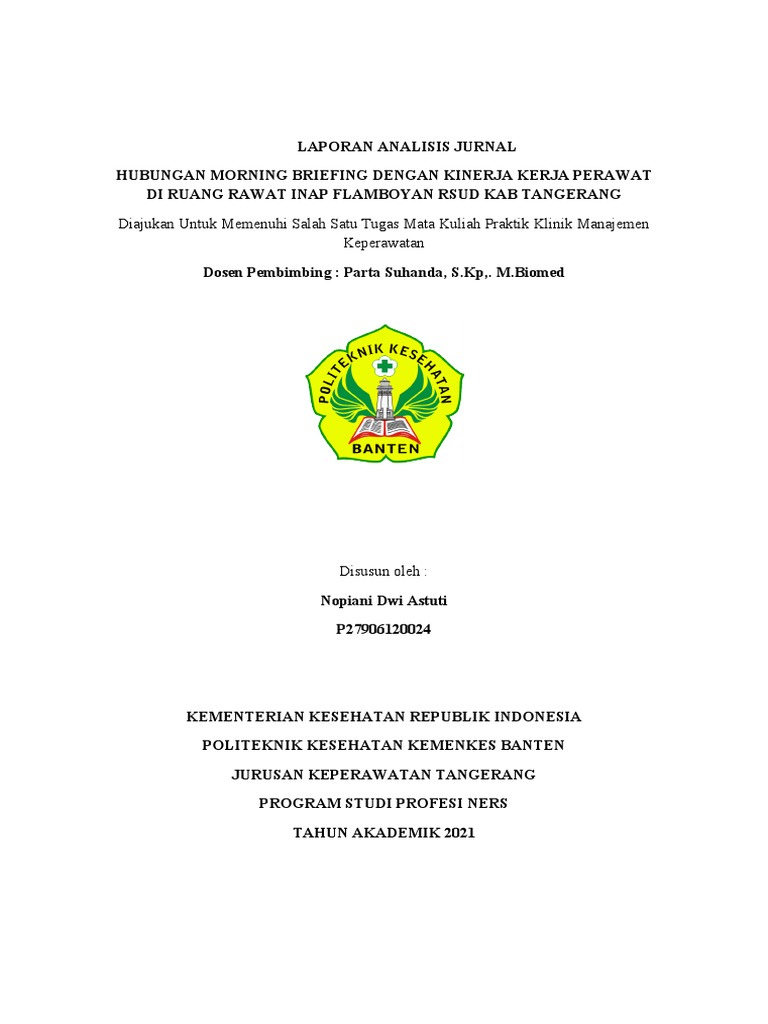 Laporan Analisis Jurnal Supervisi Kep | PDF | Karier & Perkembangan | Kesehatan Holistik
