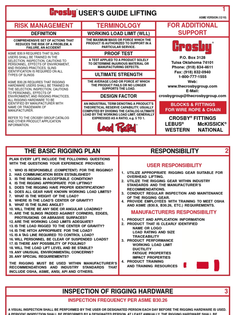 User'S Guide Lifting: Working Load Limit (WLL) | PDF | Rope | Pound (Mass)