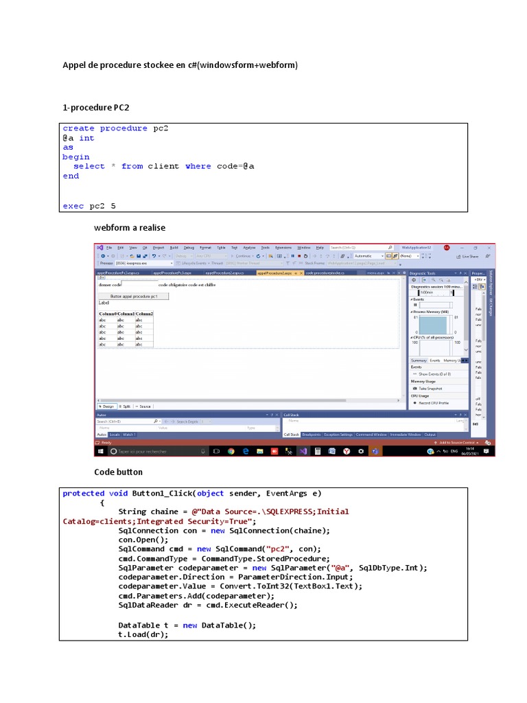 C# Stored Procedures for Client Data | PDF | Parameter (Computer Programming) | Programming ...