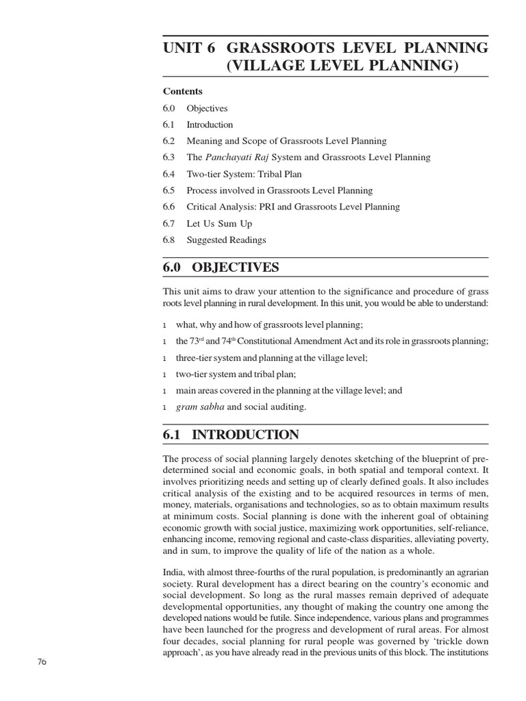Grassroot Level Planning | PDF | Policy | Government