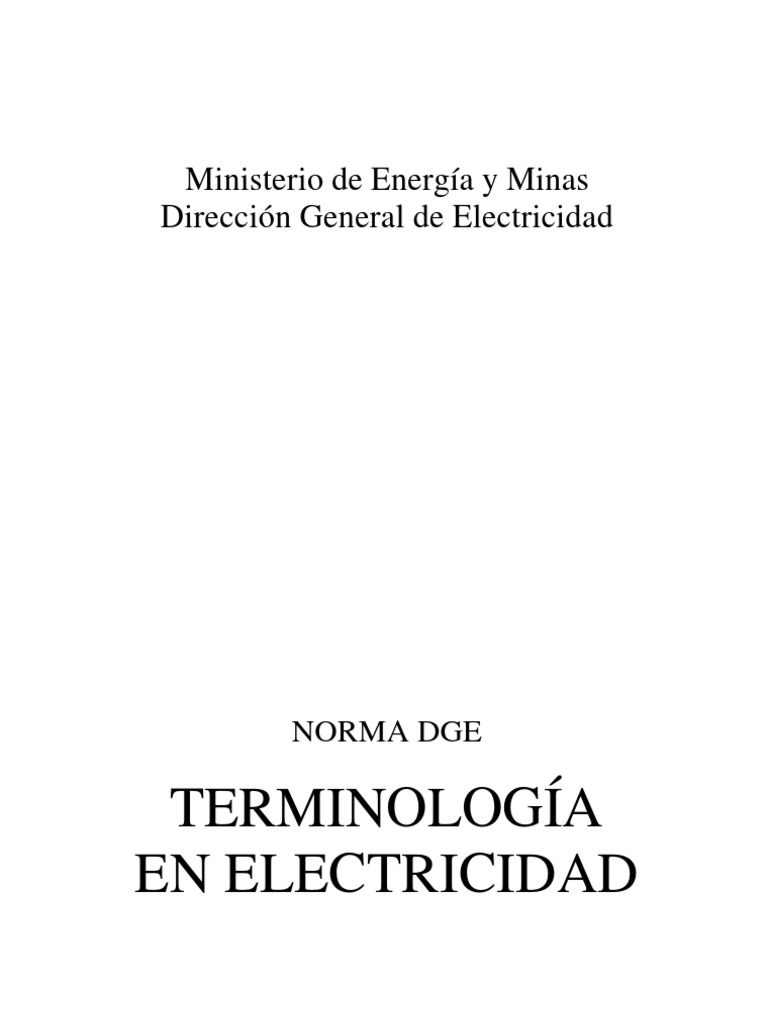 Mem - Dge Norma Dge Terminologia en Electricidad | PDF | Transformador | Distribución de energía ...